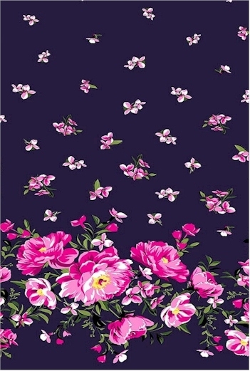 , Cabbage Rose Border, Blue, Michael Miller, Michael Miller Fabrics ...