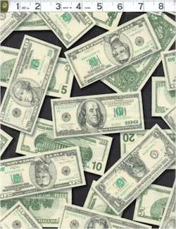 Money Fabric, Robert Kaufman, Novelty Prints, Ladybutton Fabrics